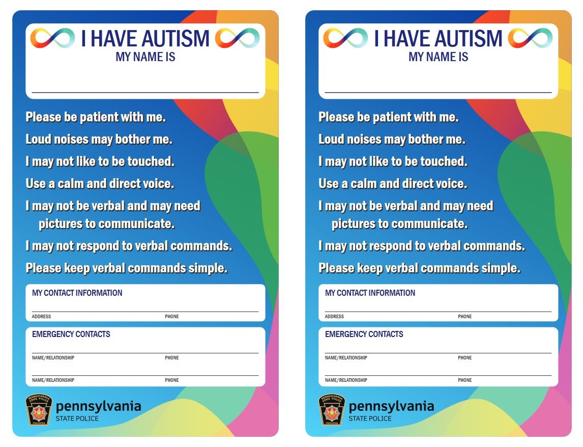 Pennsylvania State Police Distributing Informational Card to Autistic ...