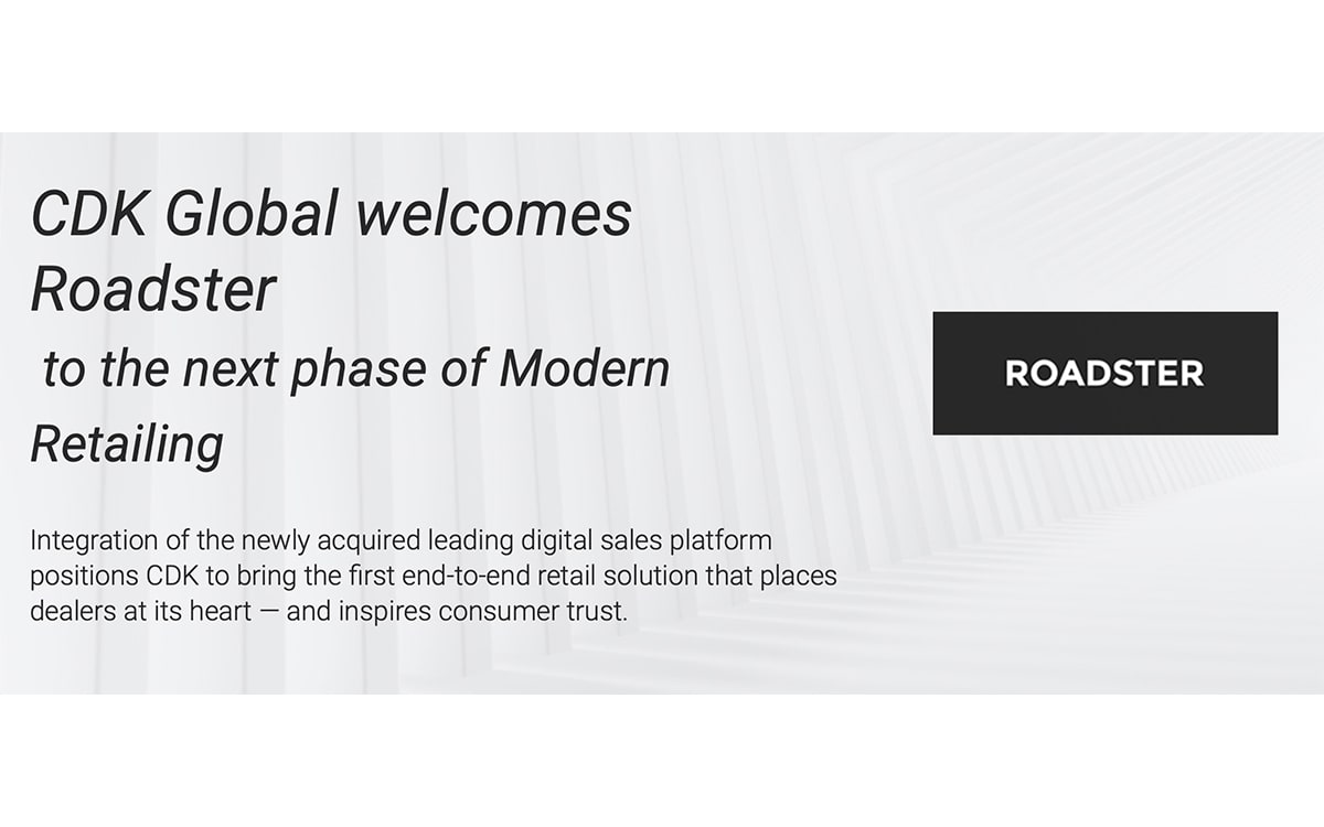 CDK Global Acquires Digital Retail Platform Roadster | F&I and Showroom