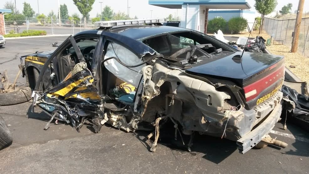 Oregon Trooper Walks Away from Near Head-On Crash | Police Magazine