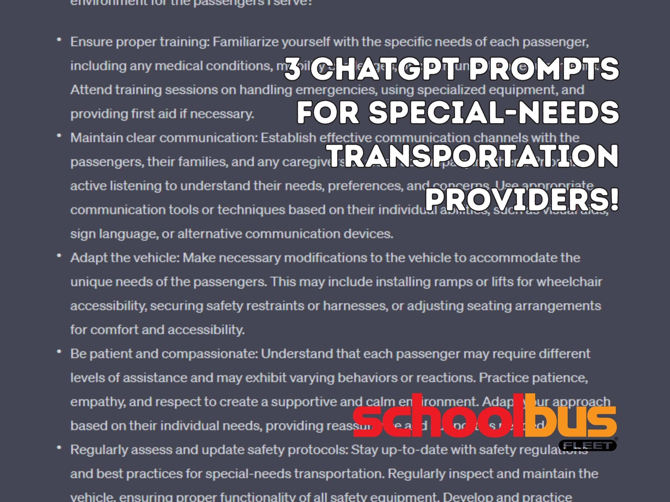 3 ChatGPT Prompts for Special-Needs Transportation Providers | School ...